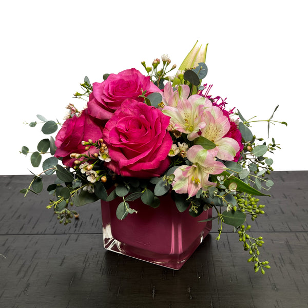 Pretty In Pink Flower Cube – Flower Works LLC